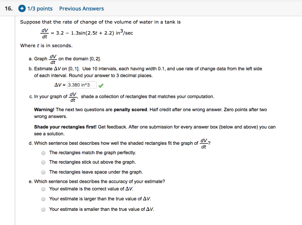 Solved 16. + 1/3 points Previous Answers Suppose that the | Chegg.com