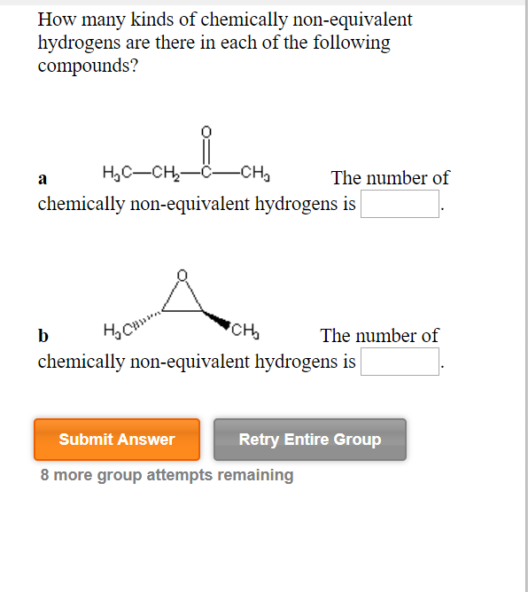 Solved How many kinds of chemically non-equivalent hydrogens | Chegg.com