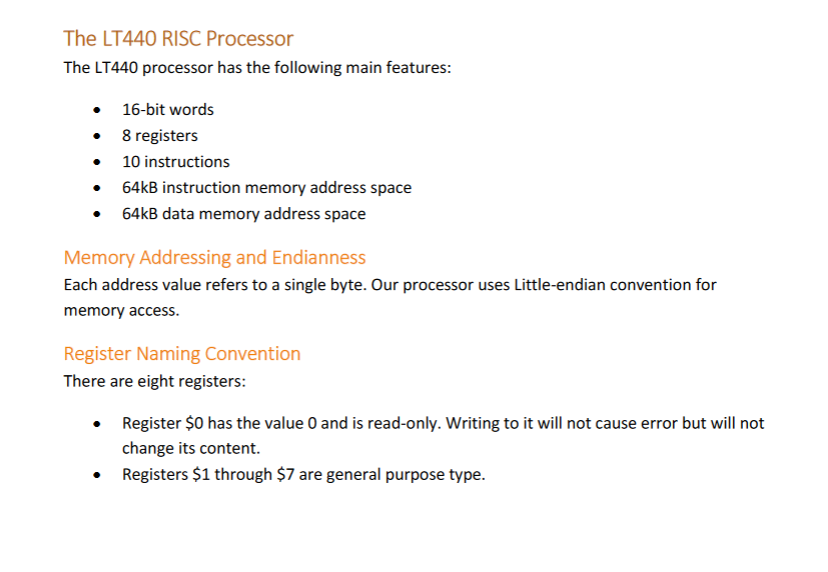 The LT440 RISC Processor The LT440 processor has the | Chegg.com