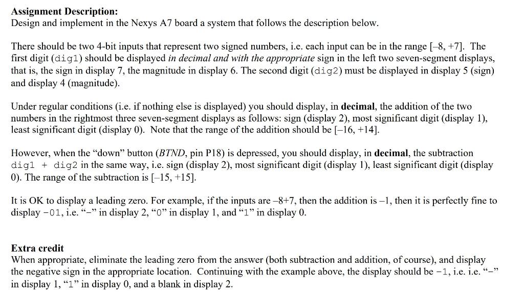 Solved Assignment Description: Design and implement in the | Chegg.com