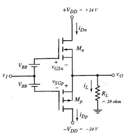 Solved 1. Class AB «push-pull» power amplifier with | Chegg.com