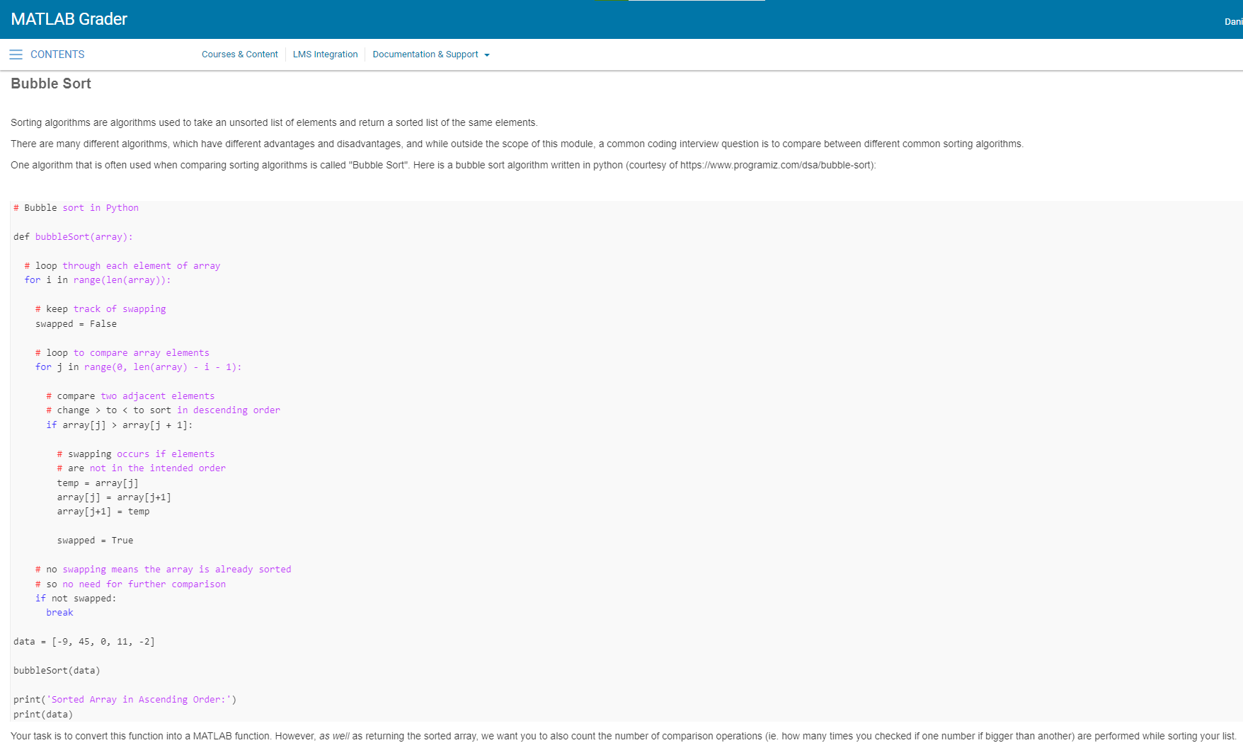 Solved Sorting algorithms are algorithms used to take an | Chegg.com