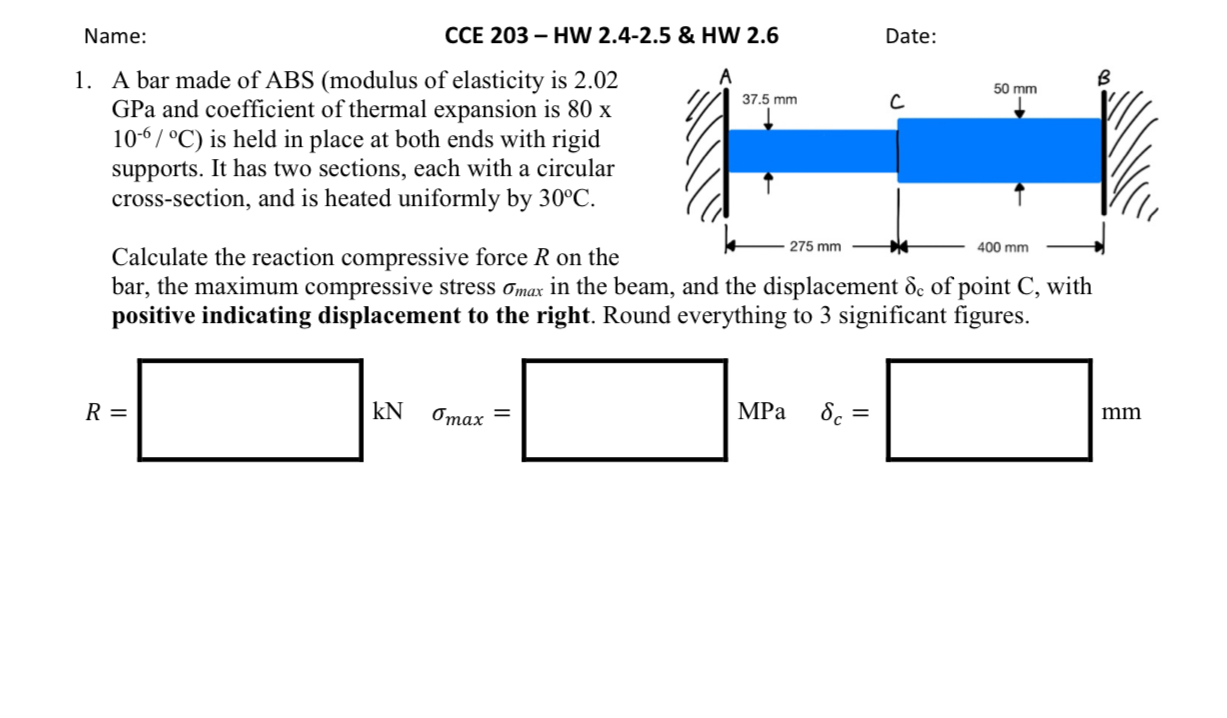 Solved A bar made of ABS (modulus of elasticity is 2.02GPa | Chegg.com