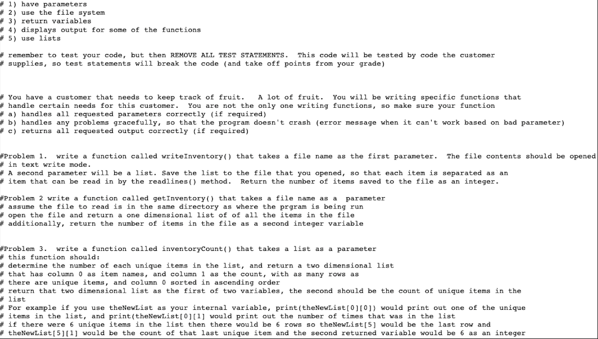 Solved # 1) have parameters # 2) use the file system # 3) | Chegg.com