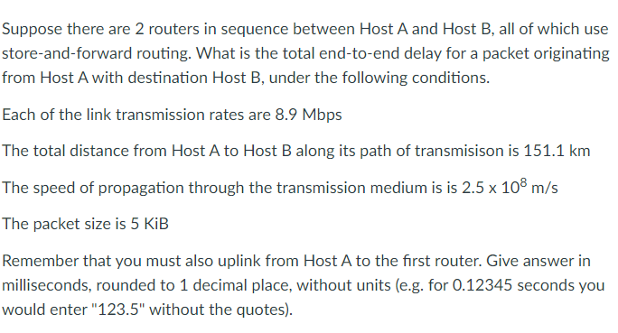 Suppose there are 2 ﻿routers in sequence between Host | Chegg.com