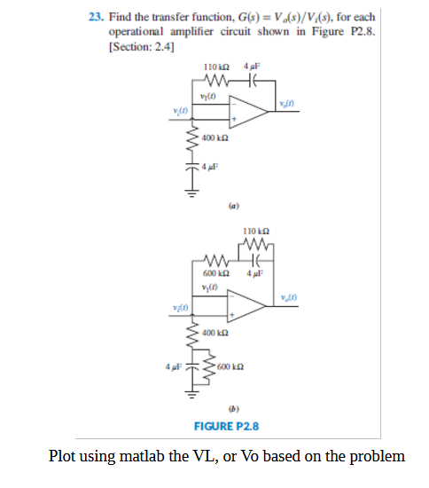 Solved 23. Find the transfer function, G(s)=Vo(s)/Vi(s), for | Chegg.com