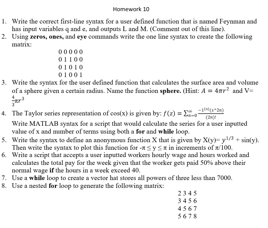 Solved Homework 10 bas. 1. Write the correct first-line | Chegg.com