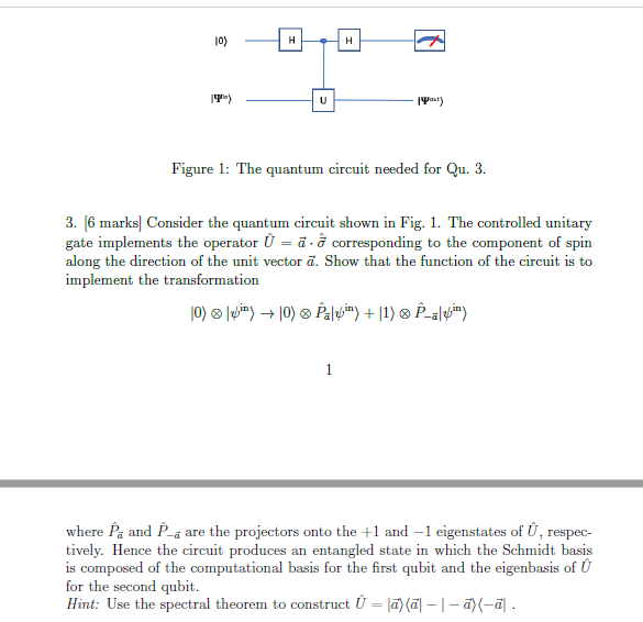 Solved 103 - - Figure 1: The quantum circuit needed for Qu. | Chegg.com