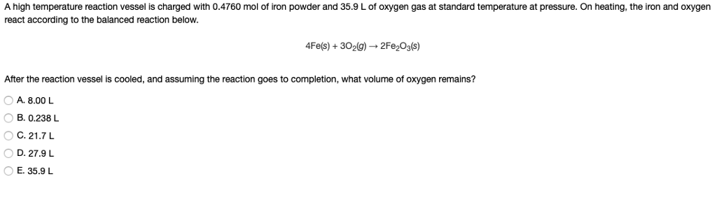 Solved A high temperature reaction vessel is charged with | Chegg.com