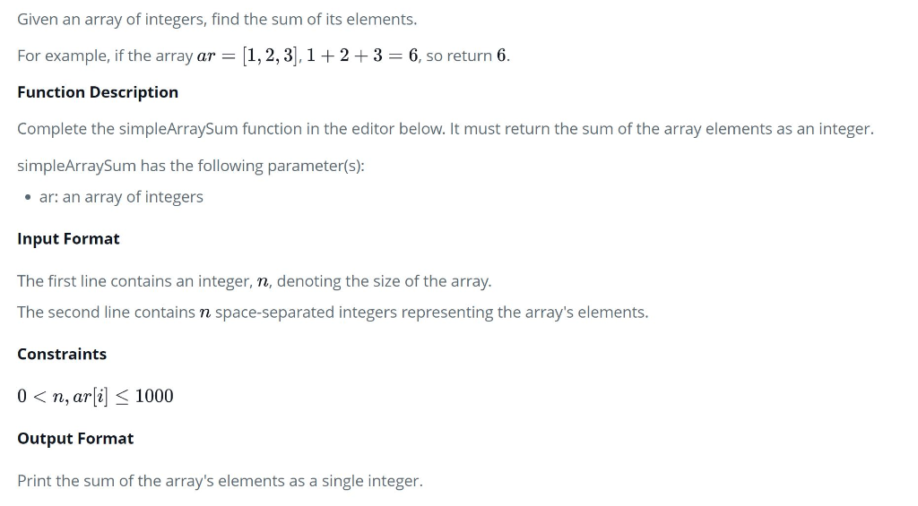 Solved Python Print The Sum Of The Array s Elements As A Chegg