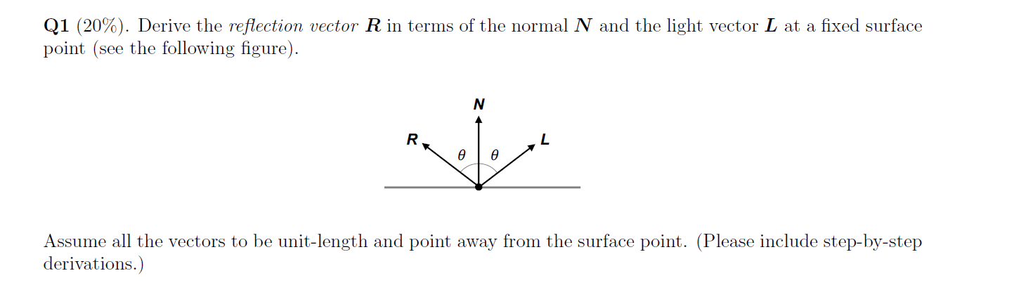 Solved Q1 (20%). Derive the reflection vector R in terms of | Chegg.com