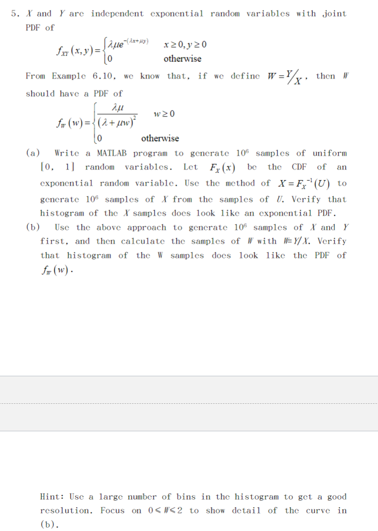 Solved 5. X and Y are independent exponential random | Chegg.com