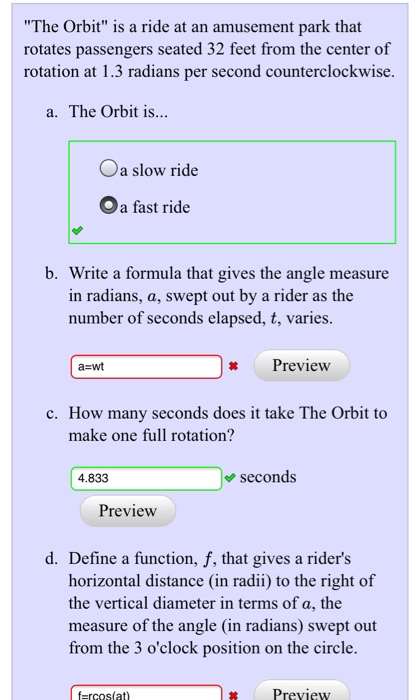 Solved "The Orbit" is a ride at an amusement park that | Chegg.com
