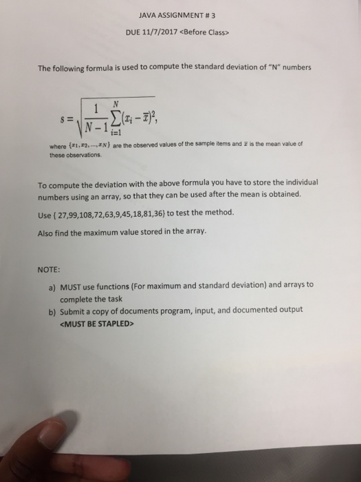 Solved Java Assignment 3 Due 1172017 The Following