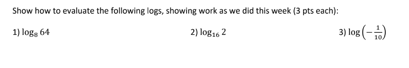 Solved Show how to evaluate the following logs, ﻿showing | Chegg.com
