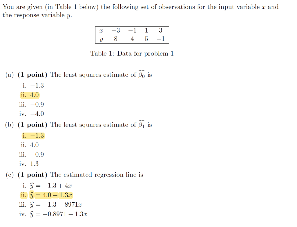 Solved You are given (in Table 1 below) the following set of | Chegg.com
