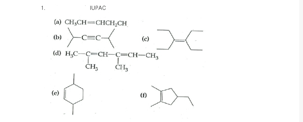 Solved IUPAC (a) CH2CH=CHCH,CH (d) H3C-Ç=CH-Ç=CH-CH, CH2 CH, | Chegg.com