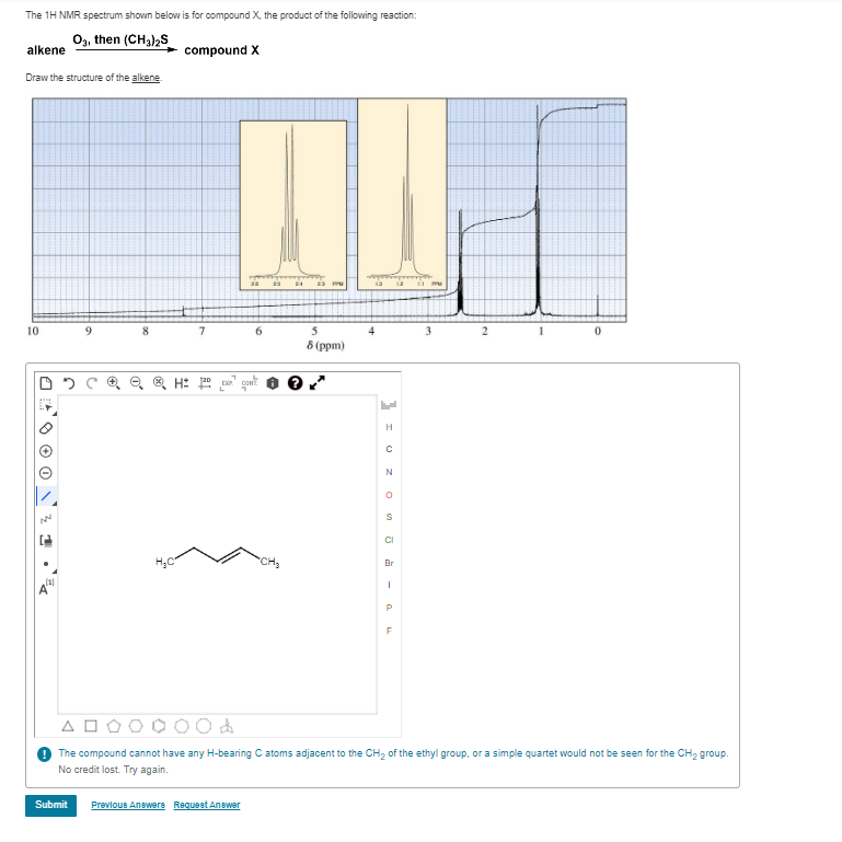 Solved The 1H NMR spectrum shown below The 1H ﻿NMR spectrum | Chegg.com
