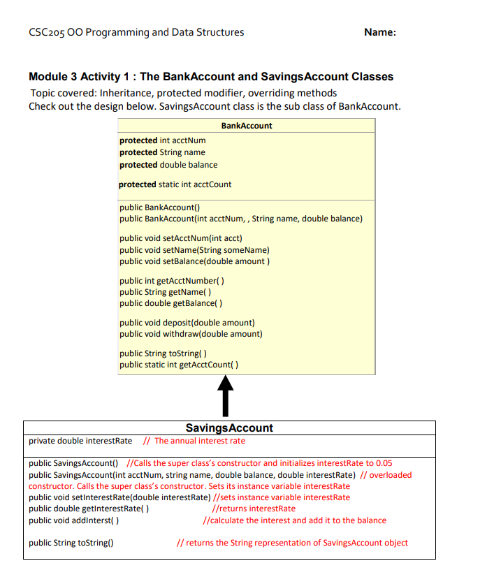 Solved CSC205 OO Programming and Data Structures Name: | Chegg.com