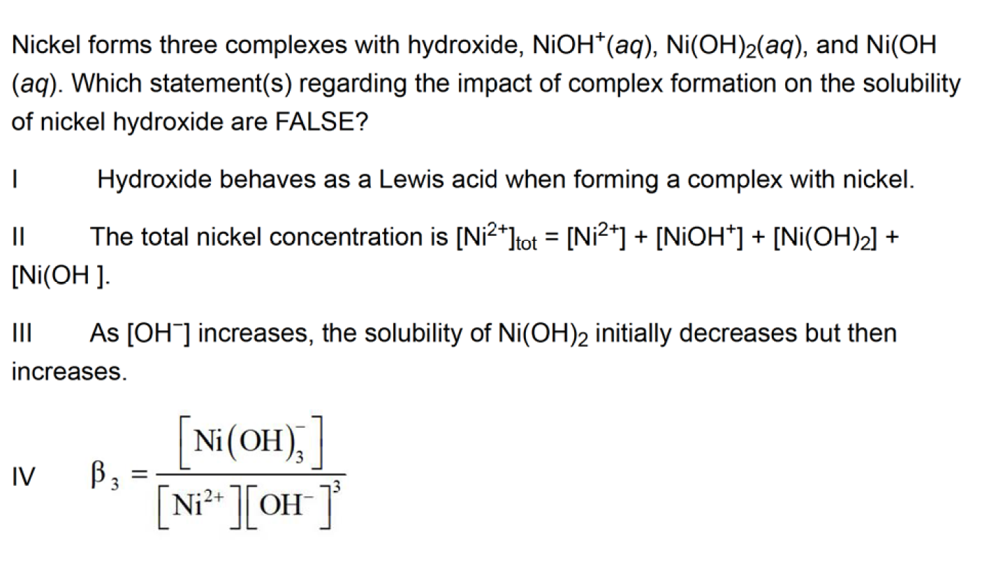 Solved Nickel forms three complexes with hydroxide, | Chegg.com