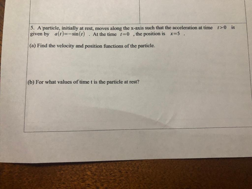 Solved 5. A particle, initially at rest, moves along the | Chegg.com