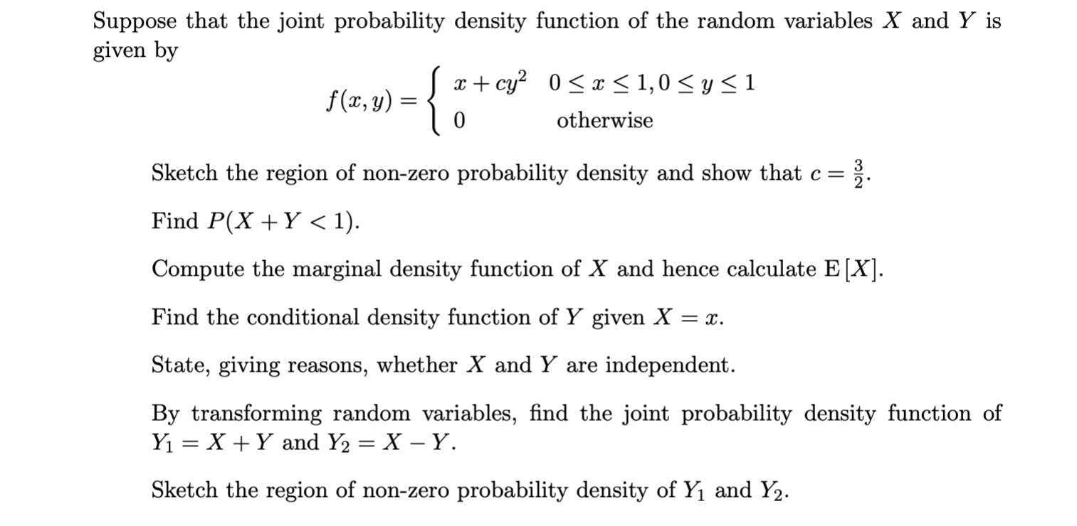 Solved uppose that the joint probability density function of | Chegg.com
