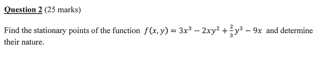 Solved Find the stationary points of the function | Chegg.com
