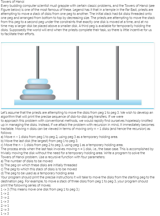 Solved Towers of Hanoi Every budding computer scientist must | Chegg.com