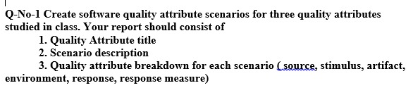 Solved Q-No-1 Create software quality attribute scenarios | Chegg.com