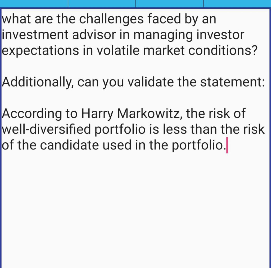 Solved what are the challenges faced by an investment | Chegg.com