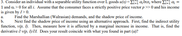 3. Consider an individual with a separable utility | Chegg.com