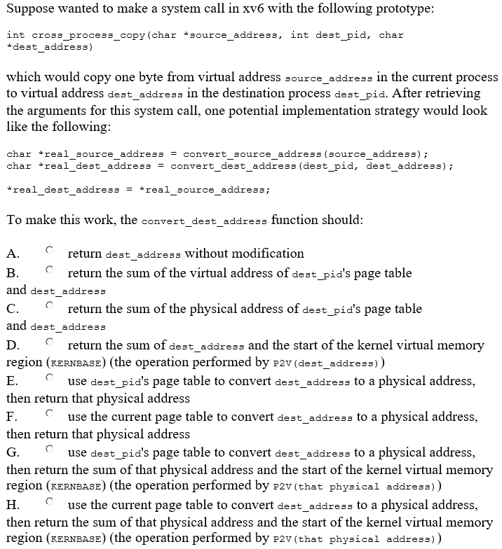 Solved Suppose wanted to make a system call in xv6 with the | Chegg.com