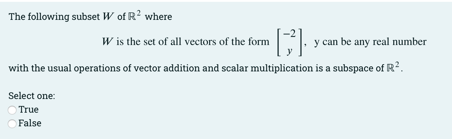 Solved The following subset W of R2 where W is the set of | Chegg.com