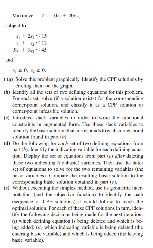 Solved Z = 10x1 + 20x2, Maximize subject to -x + 2x2