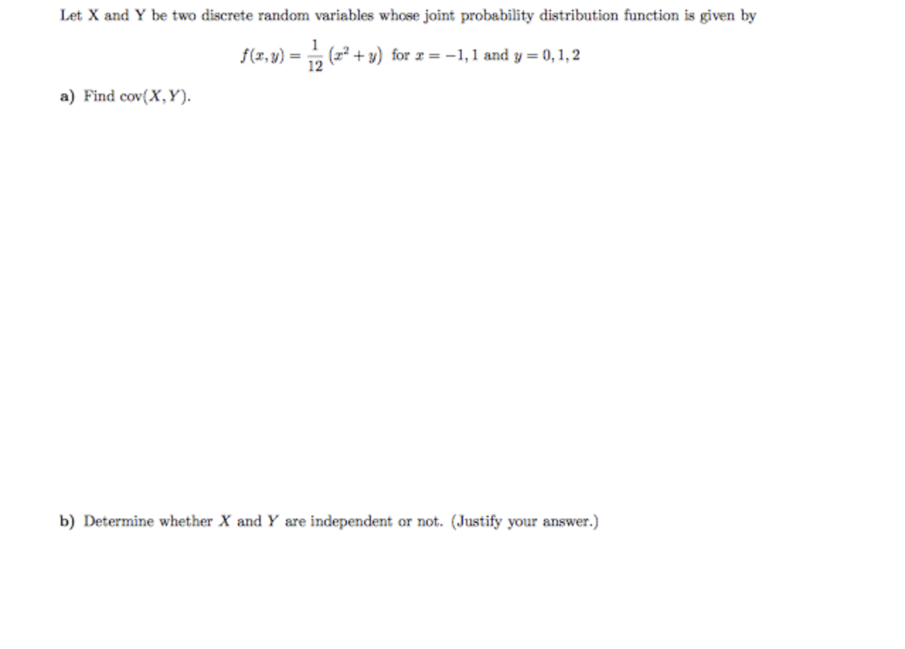 Solved 1 Let X and Y be two discrete random variables whose | Chegg.com
