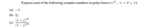 Solved Express each of the following complex numbers in | Chegg.com