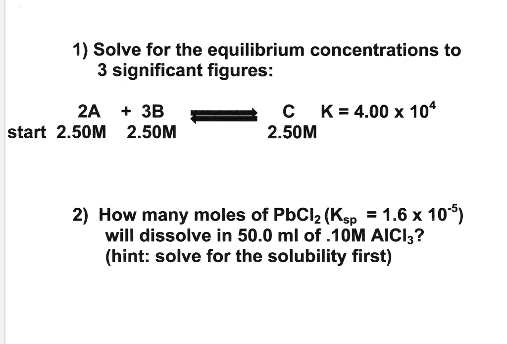 Solved Need help with a Ksp problem and equilibrium | Chegg.com