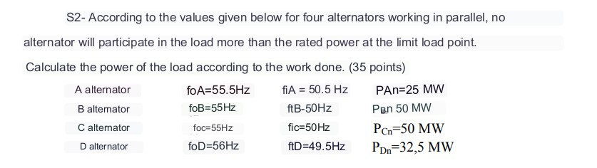 Solved S2- According to the values given below for four | Chegg.com