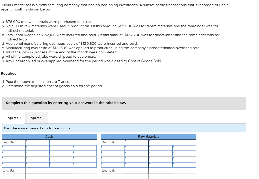 Solved Post the above transactions to T-accounts. Determine | Chegg.com