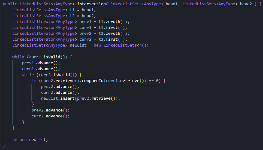 Solved I can't get this intersection method to work between | Chegg.com