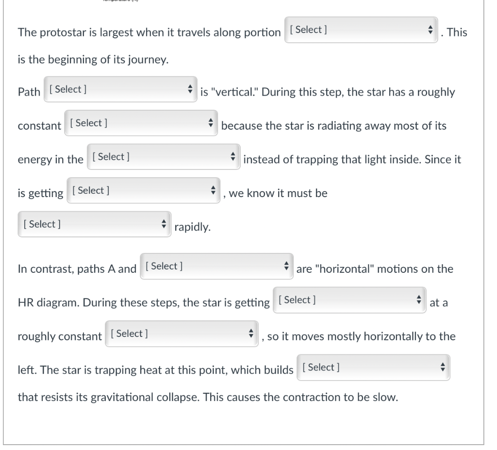 Solved A protostar's evolutionary path is drawn on the HR | Chegg.com