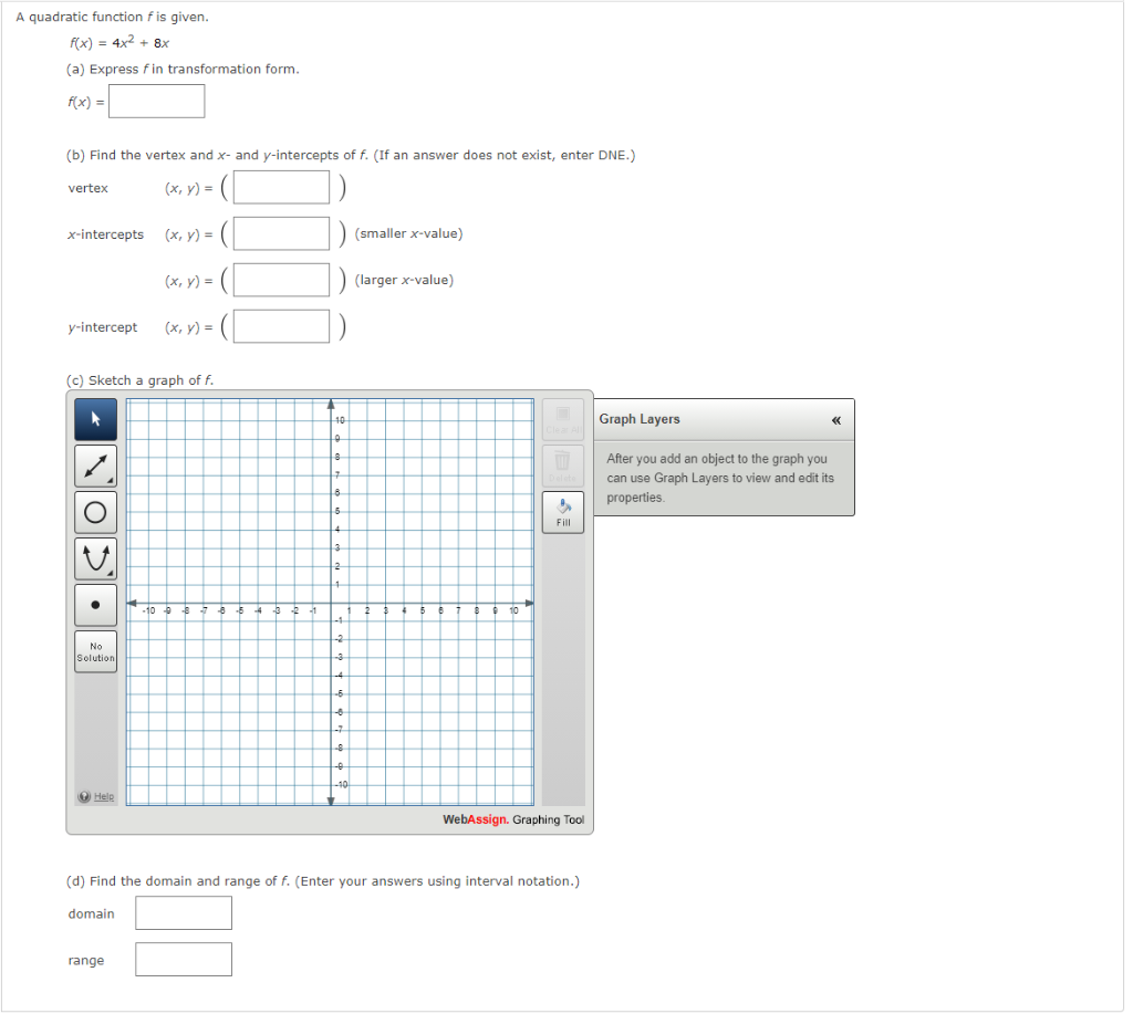 Solved A quadratic function fis given. f(x) = 4x2 + 8x (a) | Chegg.com