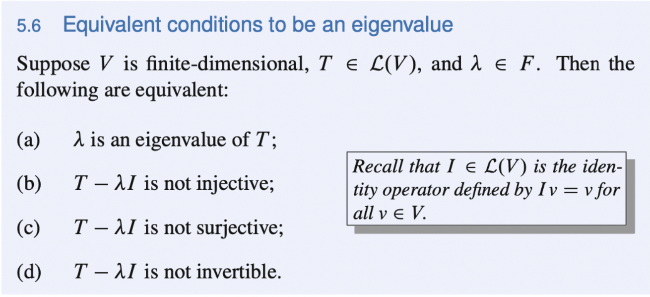 Solved 5.6 Equivalent conditions to be an eigenvalue Suppose | Chegg.com