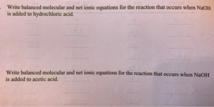 Solved Write balanced molecular and net ionic equations for | Chegg.com