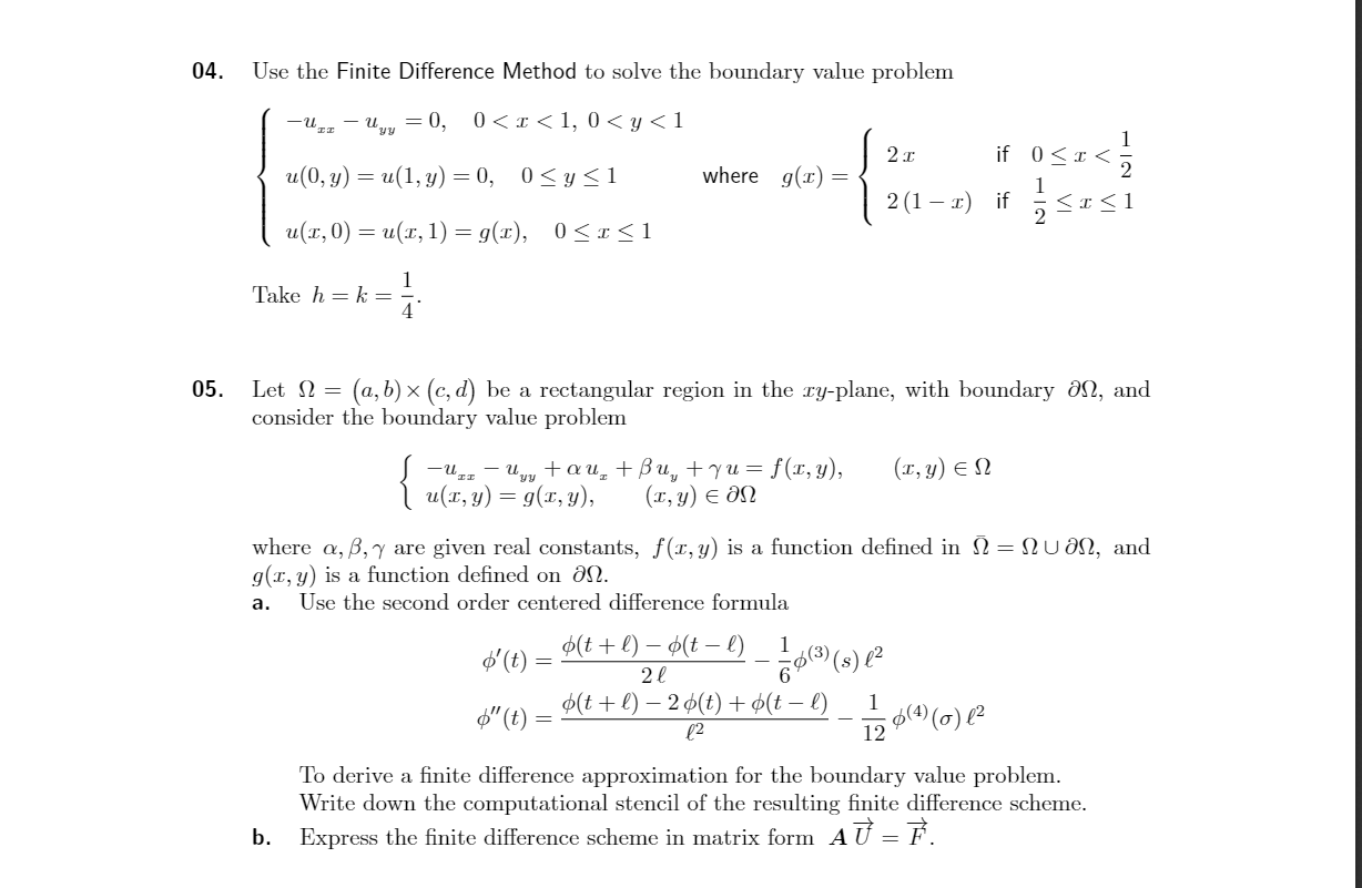 Solved 04. Use the Finite Difference Method to solve the | Chegg.com