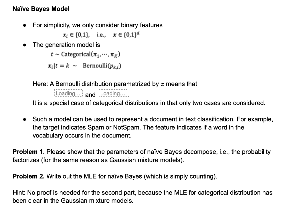 Naïve Bayes Model . For simplicity, we only consider | Chegg.com