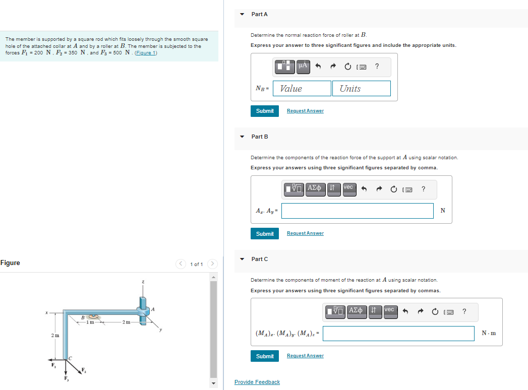 Solved Determine the normal reaction force of roller at B. | Chegg.com
