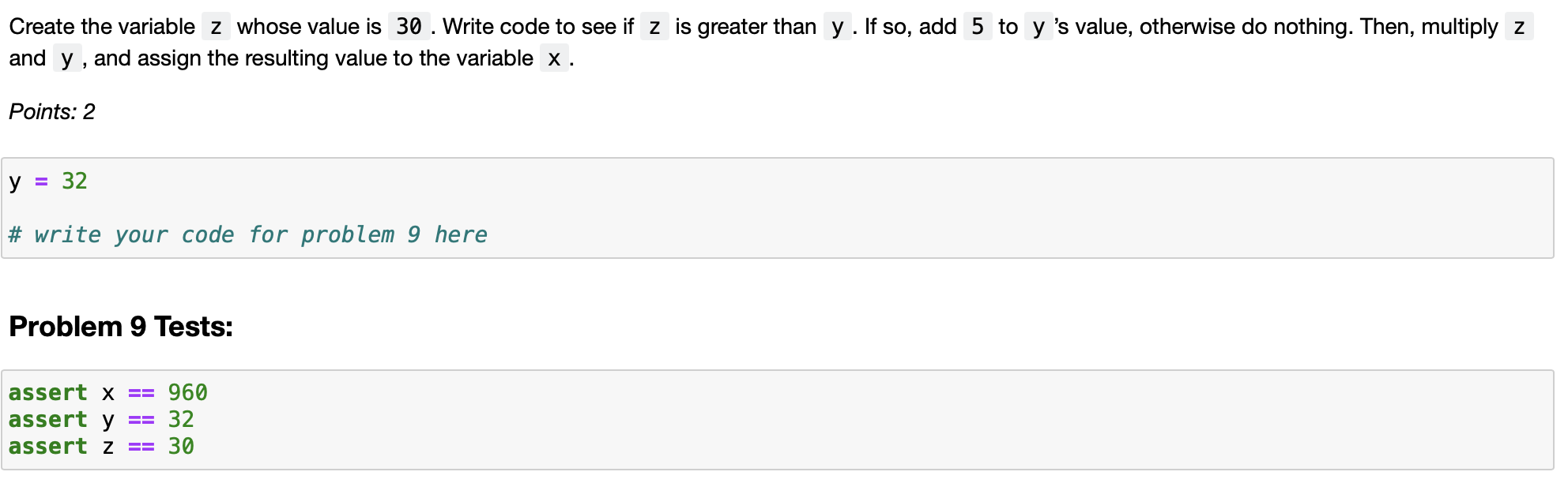 Solved Create The Variable Z Whose Value Is 30 Write Code 2540
