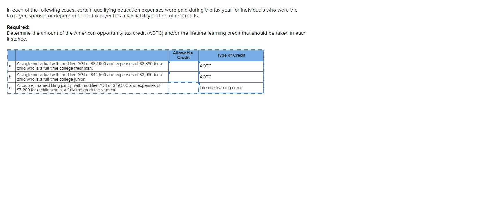 Solved In each of the following cases, certain qualifying | Chegg.com