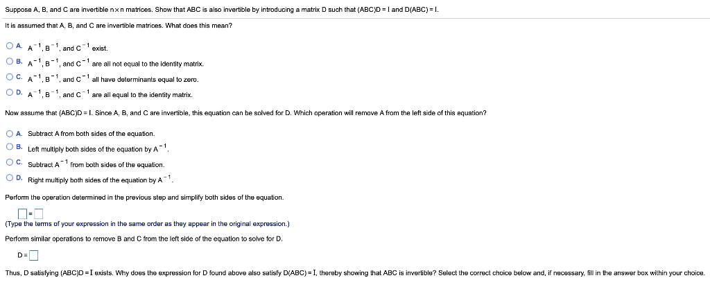 Solved Suppose A, B, and C are invertible nxn matrices. Show | Chegg.com